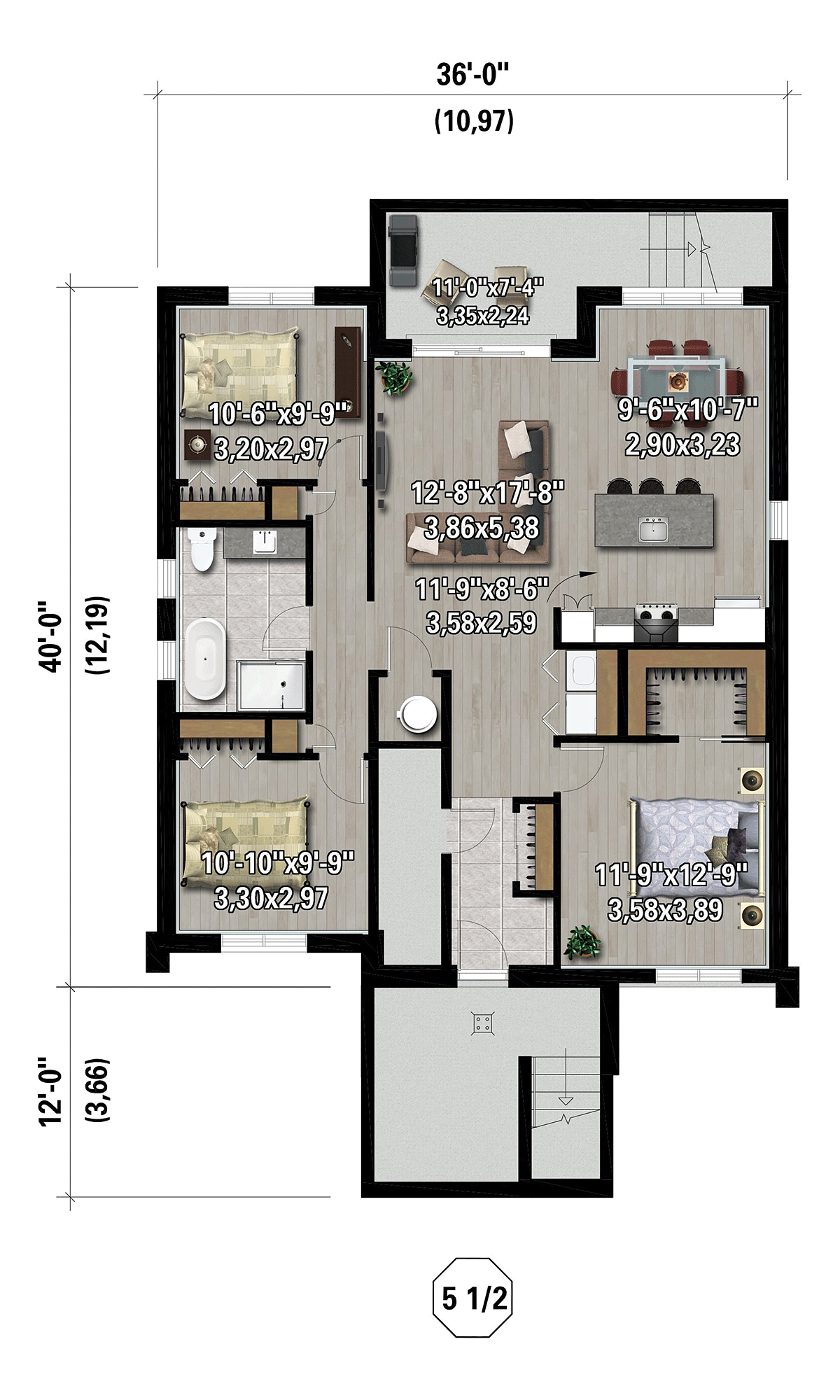 Multi-Family Plan 52873 - Modern Style with 4152 Sq Ft, 9 Bed, 3 ...