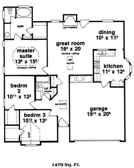 House Plan 53160 - with 1479 Sq Ft, 3 Bed, 2 Bath | COOLhouseplans.com