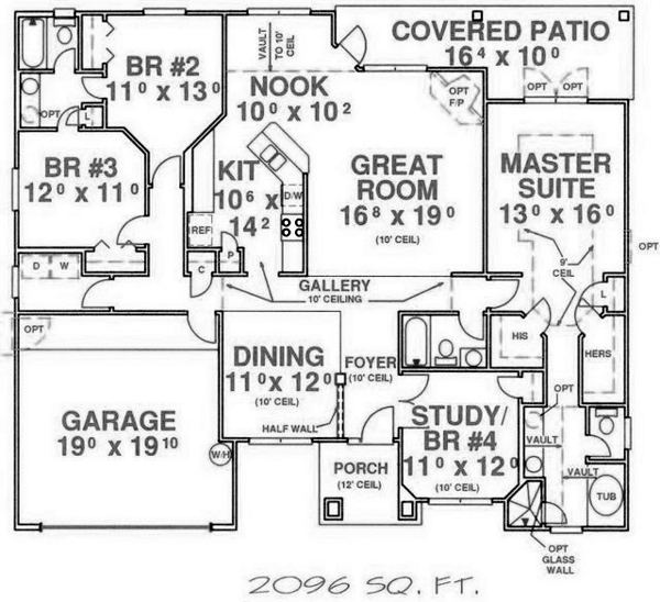 House Plan 53361 - with 2096 Sq Ft, 4 Bed, 3 Bath | COOLhouseplans.com