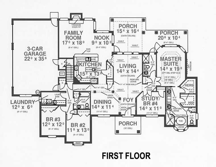 House Plan 53550 - with 3257 Sq Ft, 5 Bed, 3 Bath, 1 Half Bath ...