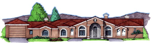 House Plan 54672 - Southwest Style with 5353 Sq Ft, 4 Bed, 5 Bath ...