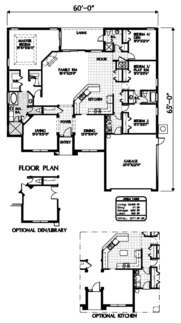 House Plan 54897 - Florida Style with 2600 Sq Ft, 4 Bed, 3 Bath ...
