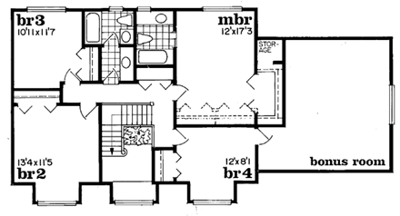 House Plan 55157 - Cape Cod Style with 2236 Sq Ft, 4 Bed, 2 Bath,