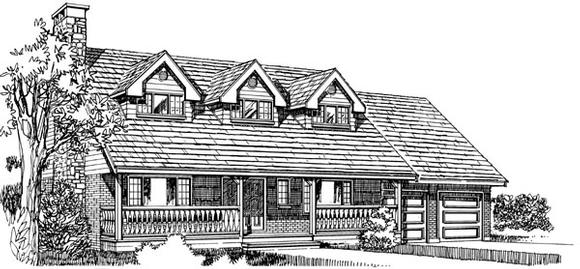 House Plan 55157 - Cape Cod Style with 2236 Sq Ft, 4 Bed, 2 Bath,