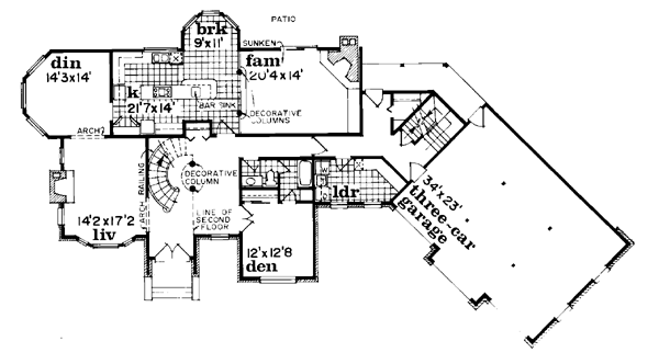 House Plan 55224 - European Style with 4088 Sq Ft, 4 Bed, 3 Bath ...