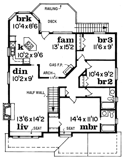 House Plan 55270 - Traditional Style with 1624 Sq Ft, 3 Bed, 2 Ba ...