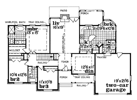 House Plan 55281 - One-Story Style with 1760 Sq Ft, 3 Bed, 2 Bath ...