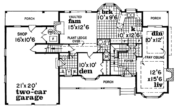 House Plan 55295 - Country Style with 2030 Sq Ft, 3 Bed, 3 Bath