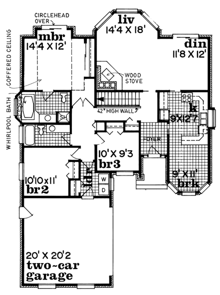 House Plan 55456 - Traditional Style with 1652 Sq Ft, 3 Bed, 2 Ba ...