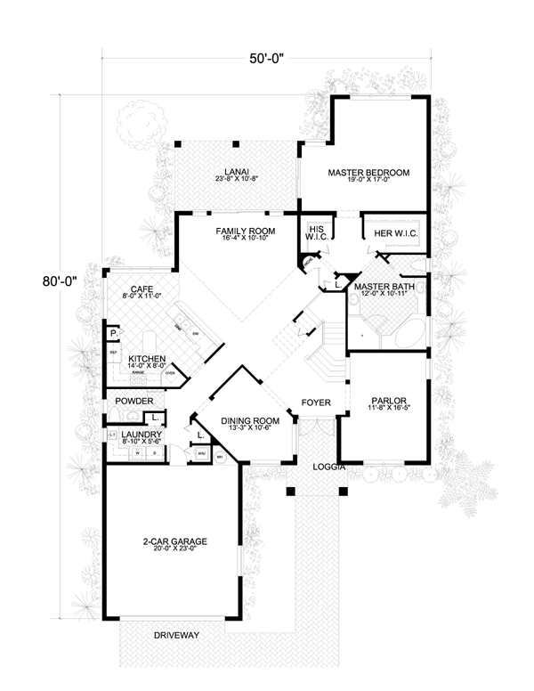 House Plan 55837 - Florida Style with 3303 Sq Ft, 5 Bed, 3 Bath ...