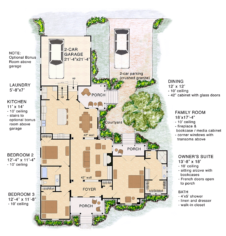 House Plan 56584 - Traditional Style with 1835 Sq Ft, 3 Bed, 2 Ba ...