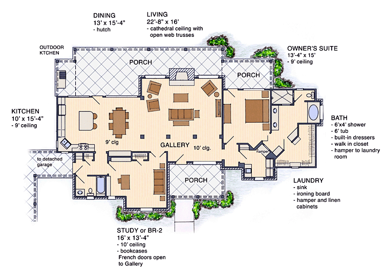 House Plan 56585 - Traditional Style with 2670 Sq Ft, 4 Bed, 3 Ba ...