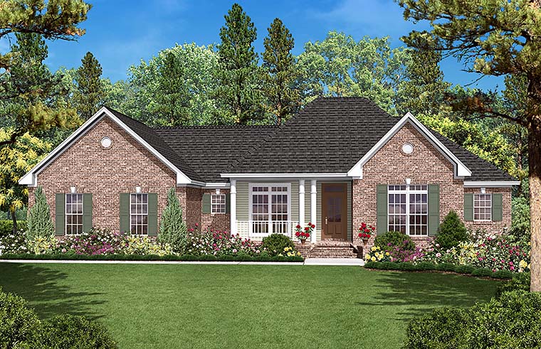 House Plan 56964 - Traditional Style with 1600 Sq Ft, 3 Bed, 2 Ba ...