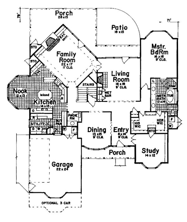 House Plan 57122 - Traditional Style with 3695 Sq Ft, 4 Bed, 3 Ba ...