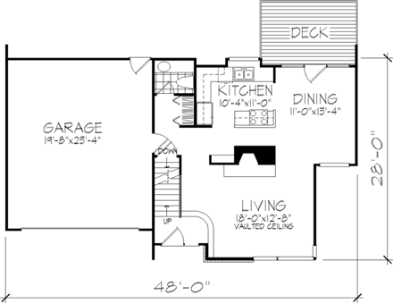 House Plan 57306 - with 1359 Sq Ft, 2 Bed, 2 Bath, 1 Half Bath ...