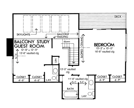 House Plan 57454 - Narrow Lot Style with 1312 Sq Ft, 2 Bed, 2 Bat ...