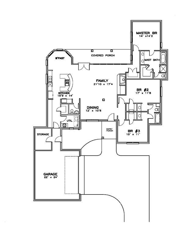 House Plan 57787 - Southern Style with 2105 Sq Ft, 3 Bed, 2 Bath ...