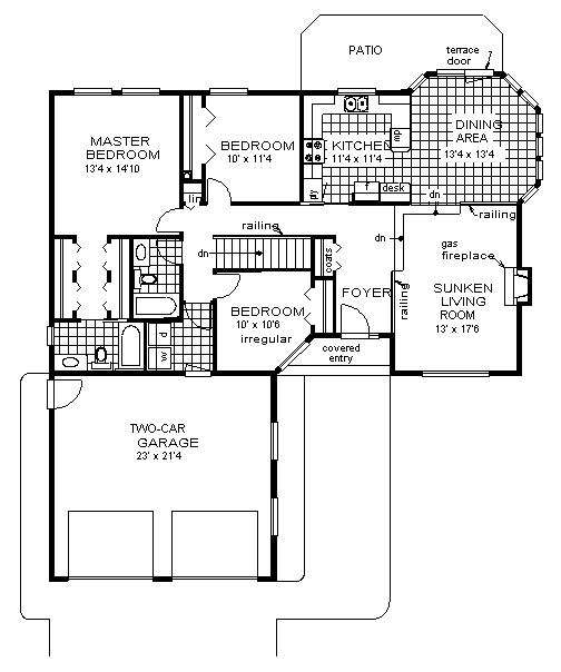 House Plan 58755 - Ranch Style with 1509 Sq Ft, 3 Bed, 2 Bath ...