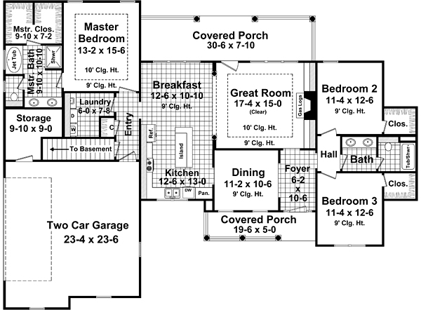 House Plan 59959 - Traditional Style with 1818 Sq Ft, 3 Bed, 2 Ba ...