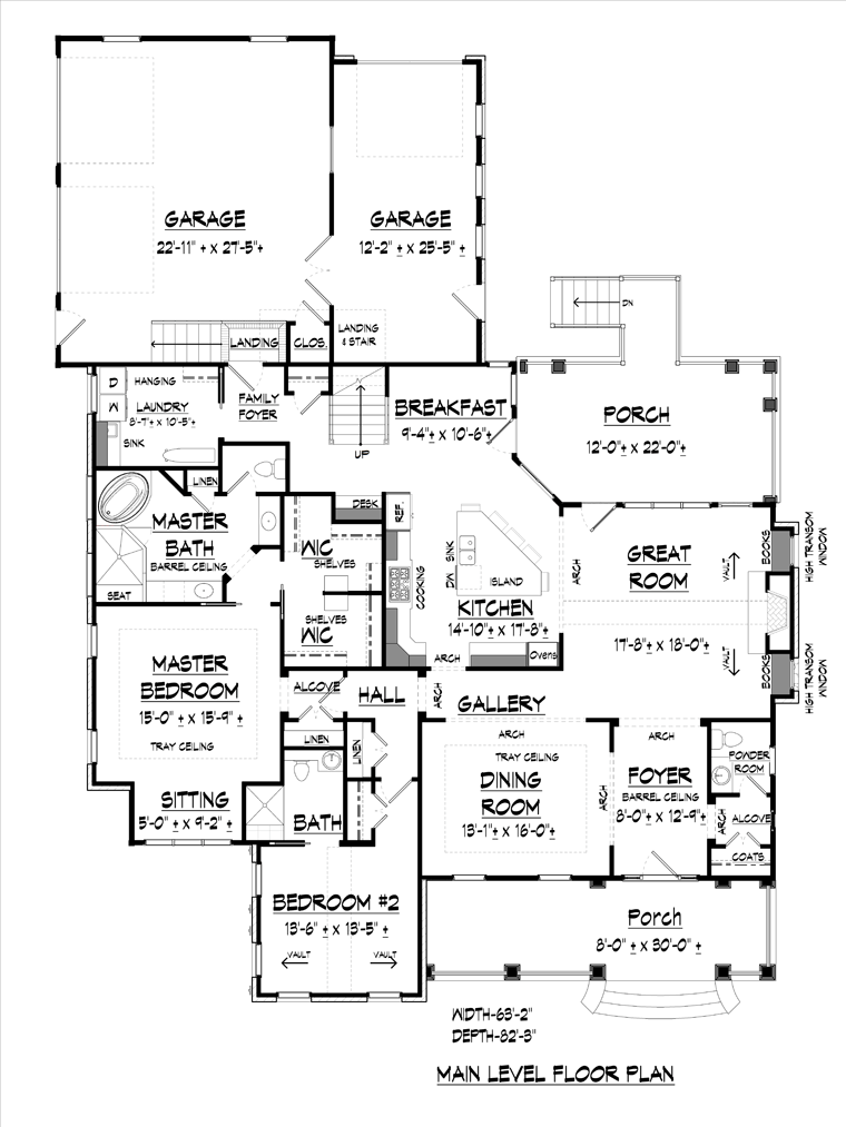 House Plan 60000 - Craftsman Style with 2991 Sq Ft, 3 Bed, 3 Bath ...