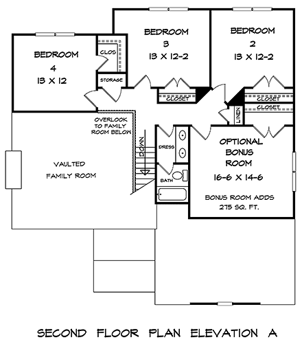 House Plan 60039 - Traditional Style with 2159 Sq Ft, 4 Bed, 2 Ba ...