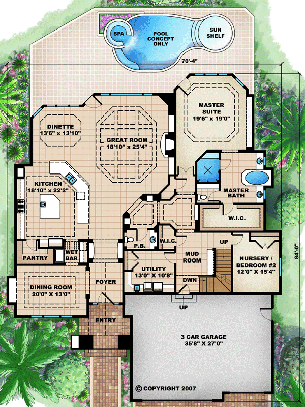 House Plan 60550 - Traditional Style with 4251 Sq Ft, 4 Bed, 2 Ba ...
