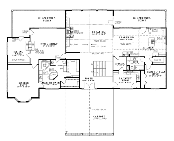 House Plan 61065 - Traditional Style with 6541 Sq Ft, 6 Bed, 6 Ba ...
