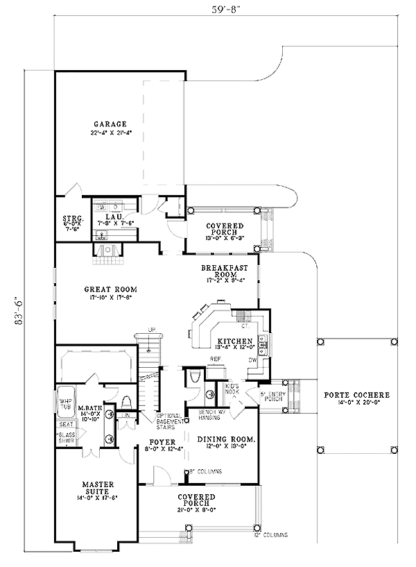 House Plan 61301 - Traditional Style with 3046 Sq Ft, 5 Bed, 2 Ba ...