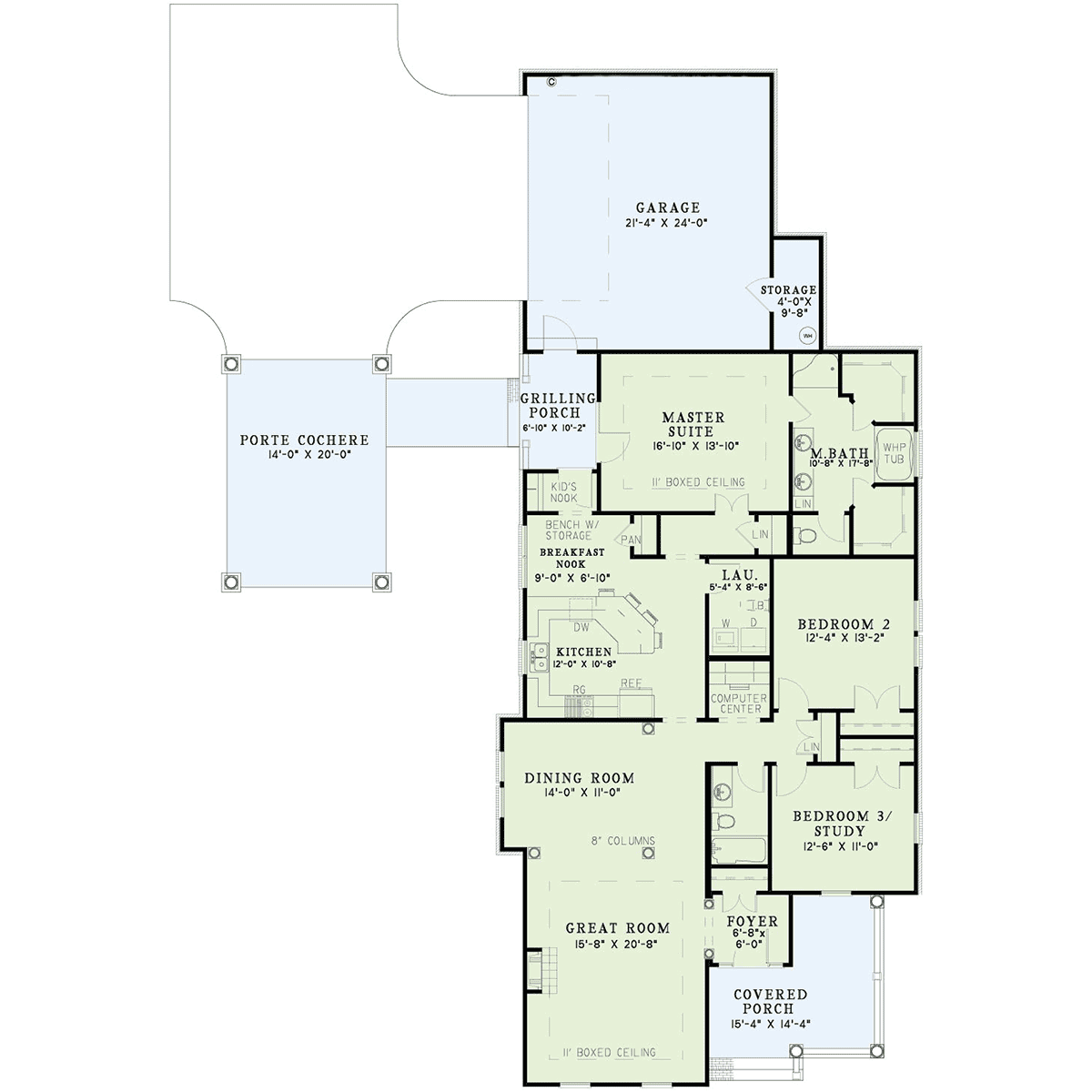 House Plan 61307 - One-Story Style with 1934 Sq Ft, 3 Bed, 2 Bath ...