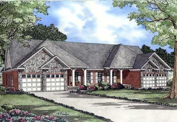 Multi-Family Plan 61367 - One-Story Style with 3008 Sq Ft, 6 Bed,