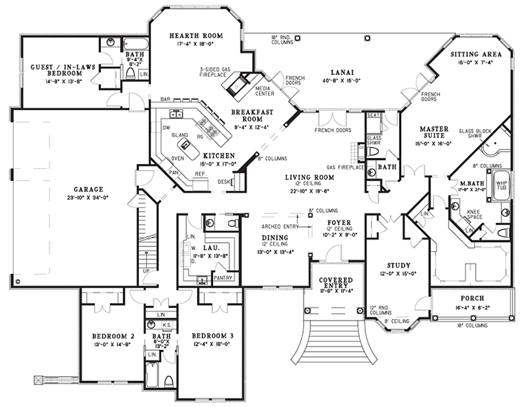 House Plan 61398 - with 4886 Sq Ft, 4 Bed, 4 Bath, 2 Half Bath ...