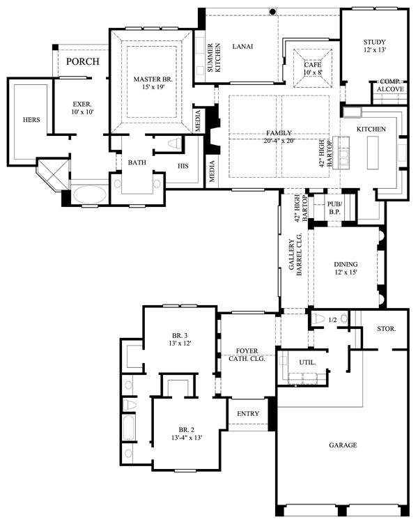 House Plan 61559 - Southwest Style with 3238 Sq Ft, 3 Bed, 2 Bath ...