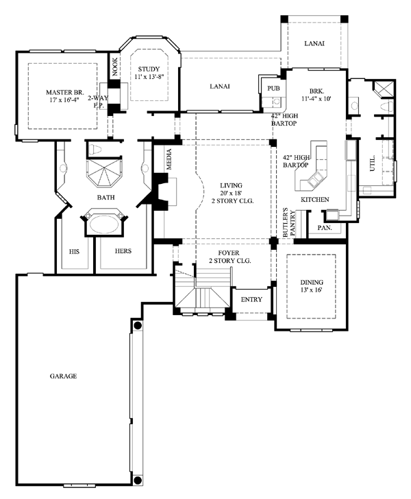House Plan 61584 - Florida Style with 3436 Sq Ft, 3 Bed, 3 Bath ...