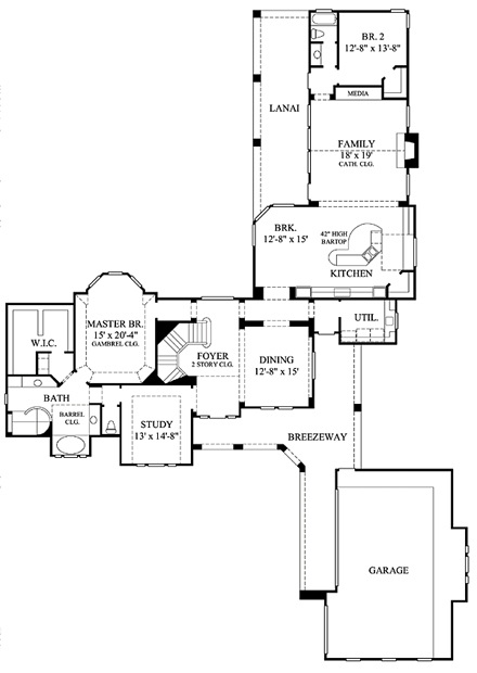 House Plan 61673 - Traditional Style with 3986 Sq Ft, 5 Bed, 4 Ba ...