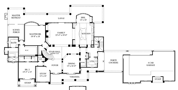 House Plan 61874 - with 6398 Sq Ft, 5 Bed, 4 Bath, 1 Half Bath ...