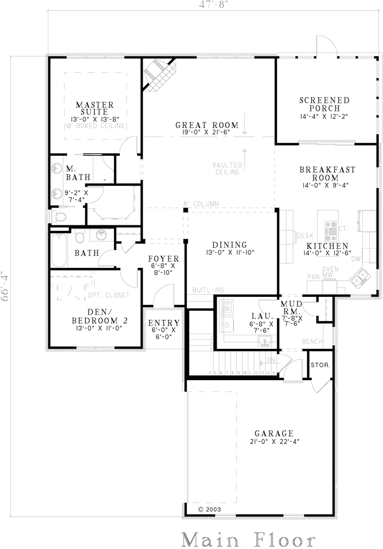 House Plan 62108 - Traditional Style with 1714 Sq Ft, 2 Bed, 2 Ba ...
