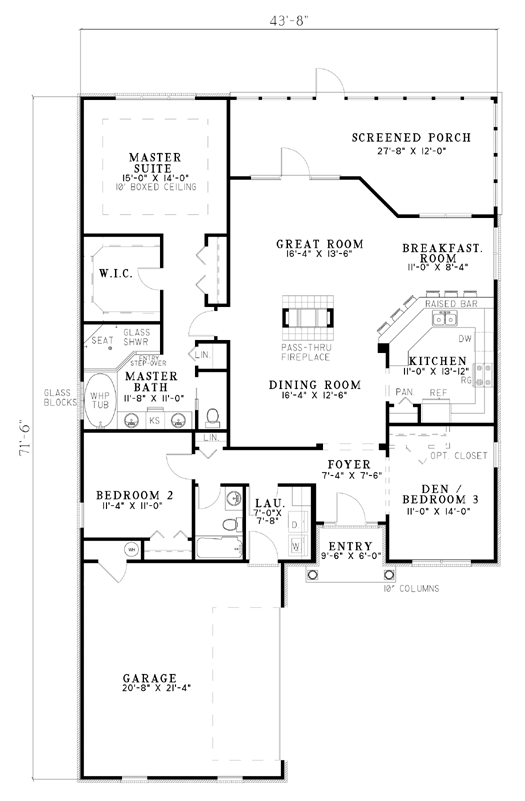 House Plan 62109 - Traditional Style with 1806 Sq Ft, 3 Bed, 2 Ba ...