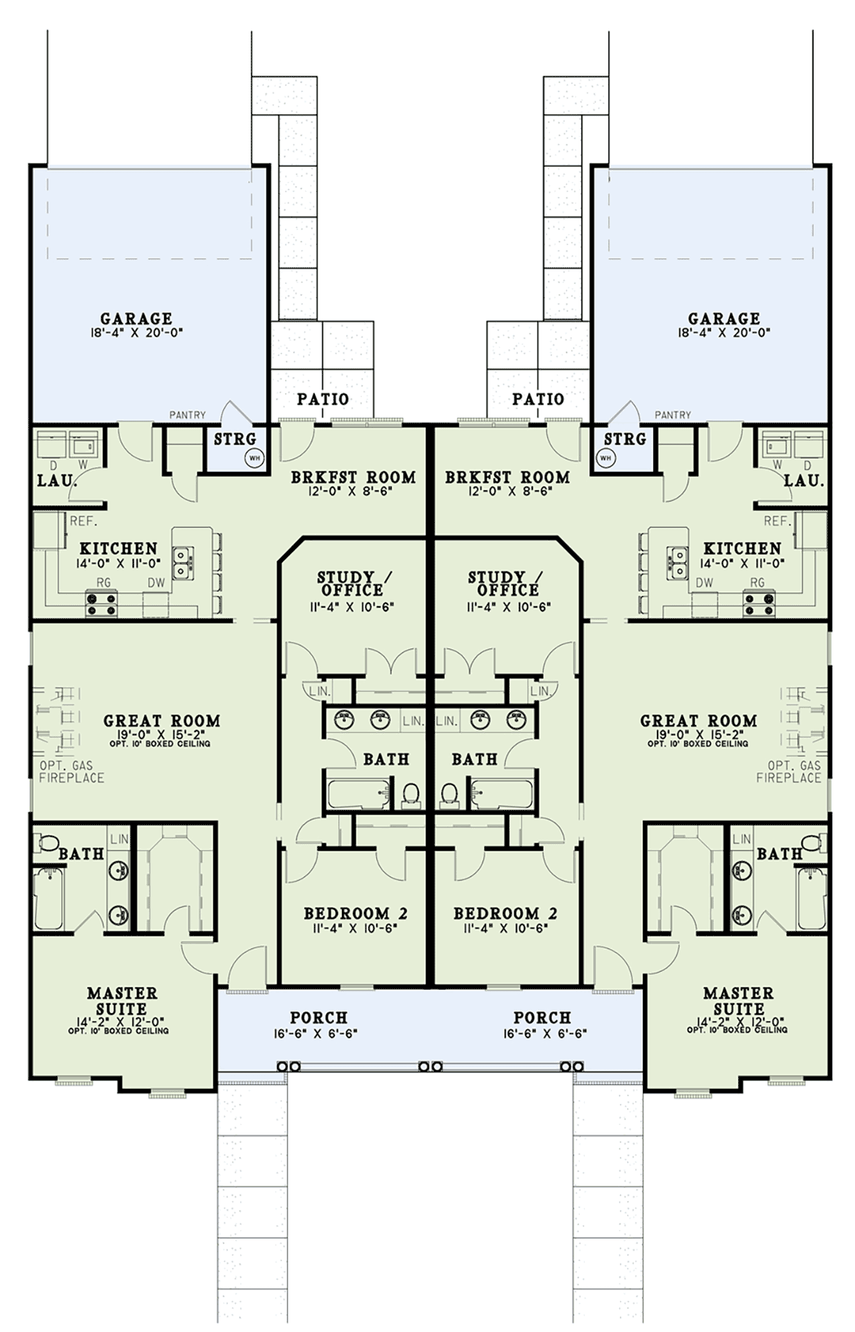 Multi-Family Plan 62374 - One-Story Style with 3026 Sq Ft, 6 Bed,