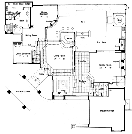 House Plan 63346 - Mediterranean Style with 3290 Sq Ft, 4 Bed, 3 ...