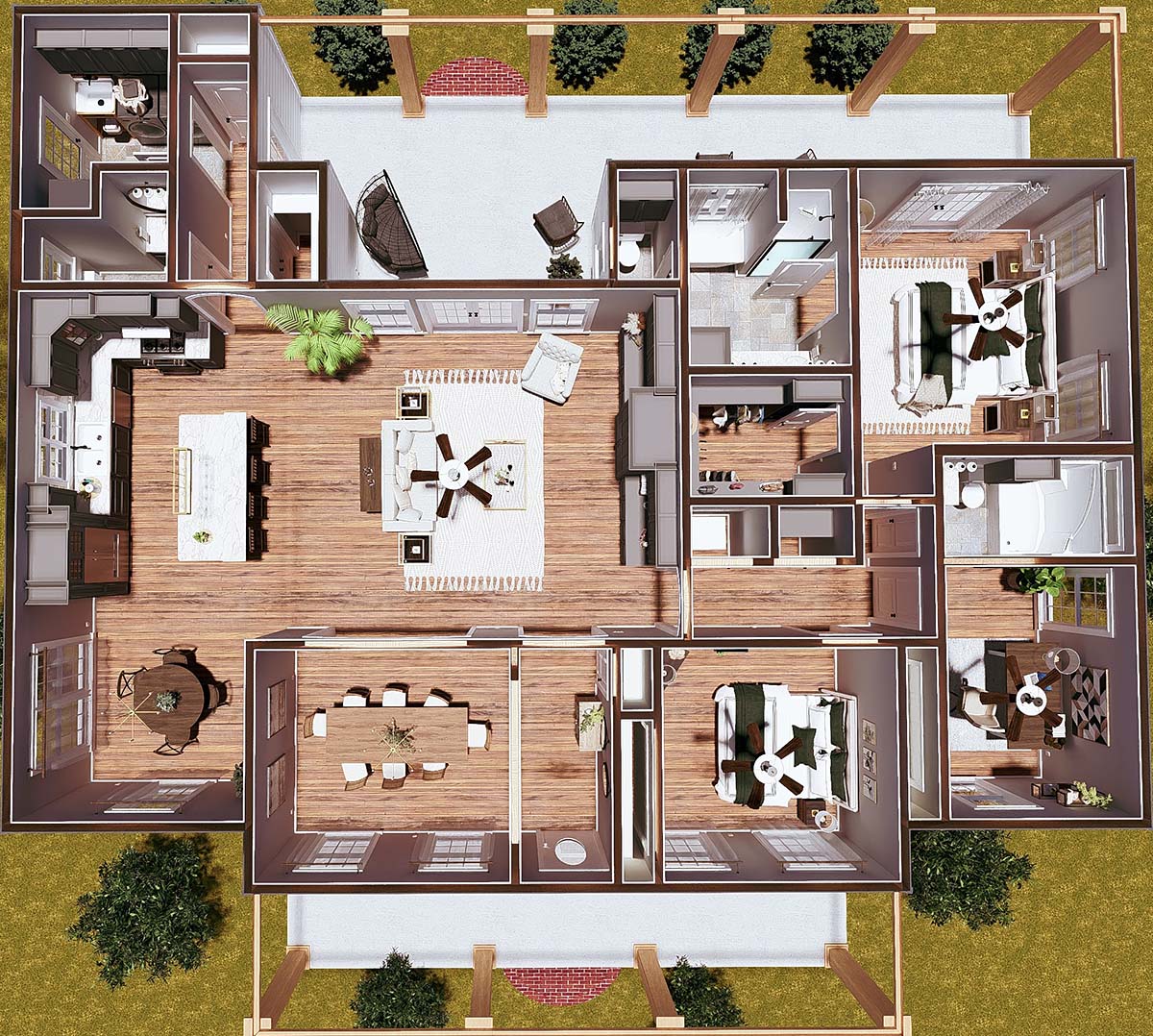 House Plan 64587 - Traditional Style with 1958 Sq Ft, 3 Bed, 2 Ba ...