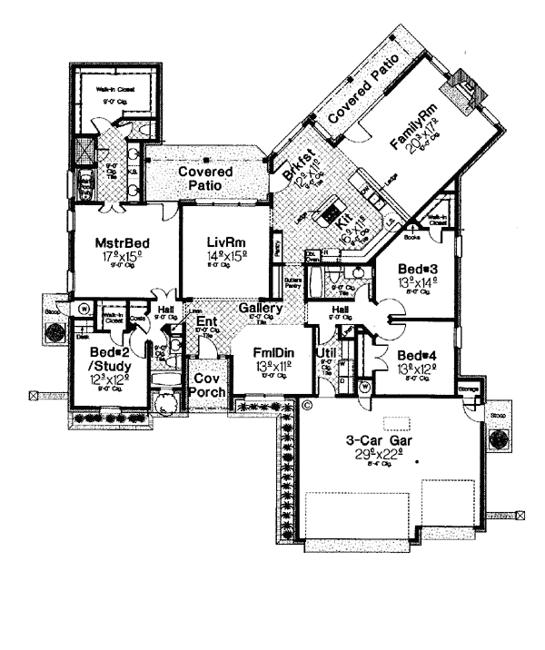 House Plan 66041 - One-Story Style with 2613 Sq Ft, 4 Bed, 3 Bath ...