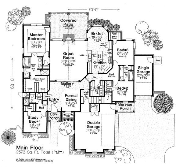 House Plan 66258 - European Style with 2573 Sq Ft, 4 Bed, 3 Bath ...