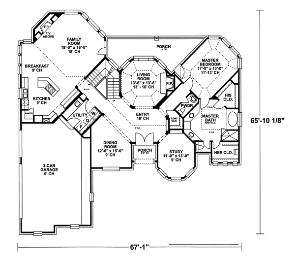 House Plan 66432 - European Style with 3094 Sq Ft, 4 Bed, 1 Bath ...