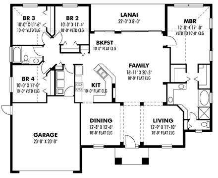 House Plan 66841 - Traditional Style with 2052 Sq Ft, 4 Bed, 2 Ba ...