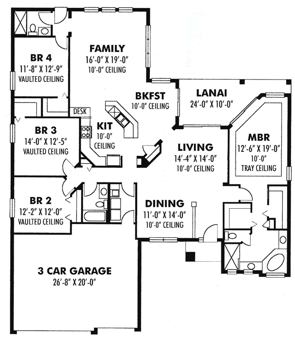 House Plan 66862 - Ranch Style with 2412 Sq Ft, 4 Bed, 3 Bath ...