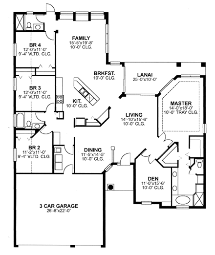 House Plan 66870 - Ranch Style with 2531 Sq Ft, 4 Bed, 3 Bath ...