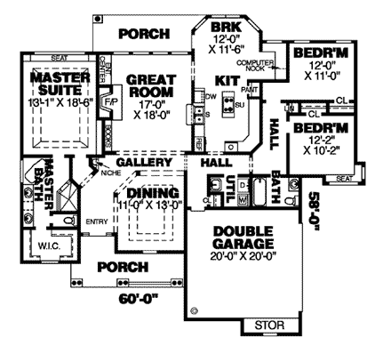 House Plan 67027 - Traditional Style with 2028 Sq Ft, 3 Bed, 2 Ba ...