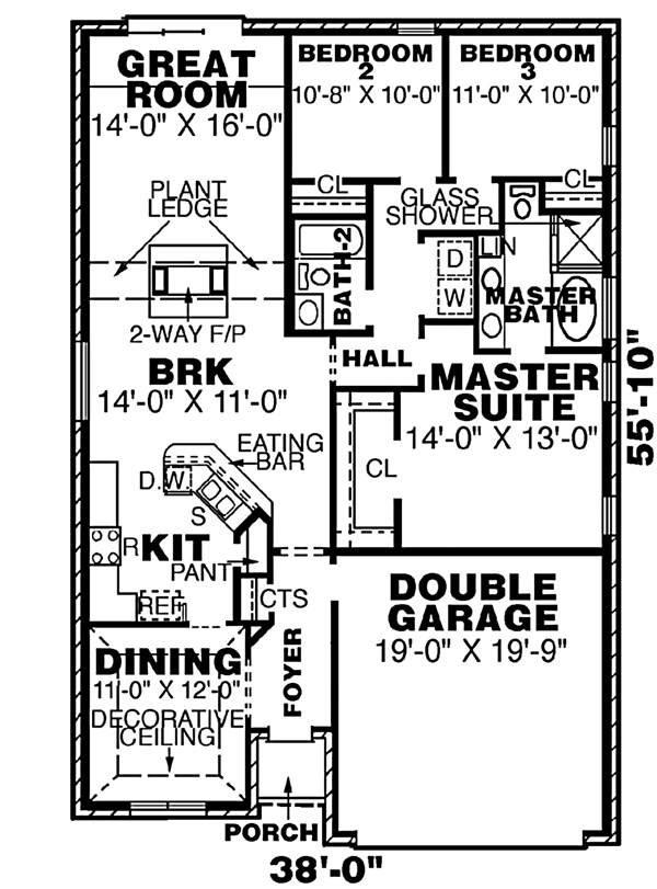 House Plan 67055 - Traditional Style with 1675 Sq Ft, 3 Bed, 2 Ba ...