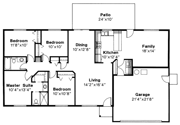 House Plan 69401 - Ranch Style with 1620 Sq Ft, 4 Bed, 2 Bath ...