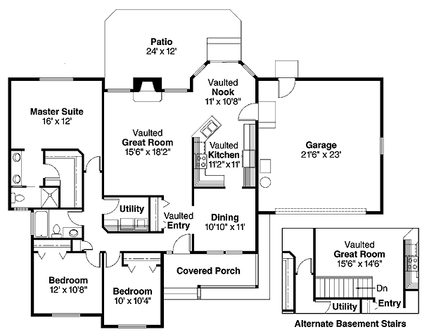 House Plan 69405 - Ranch Style with 1609 Sq Ft, 3 Bed, 2 Bath ...